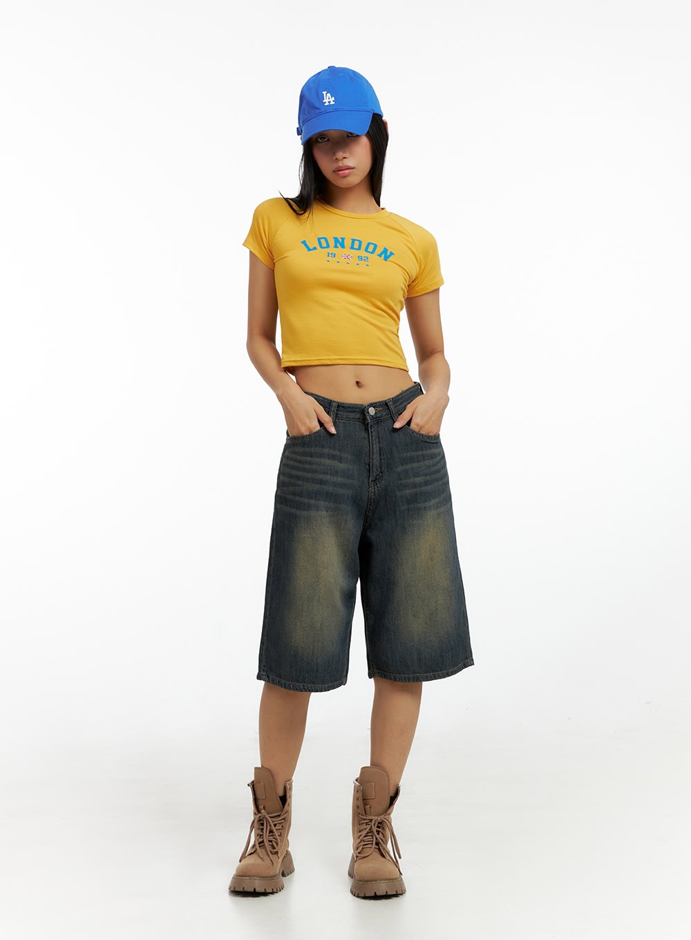 Dark Washed Wide Leg Jorts IL419 - Acubi style | LEWKIN