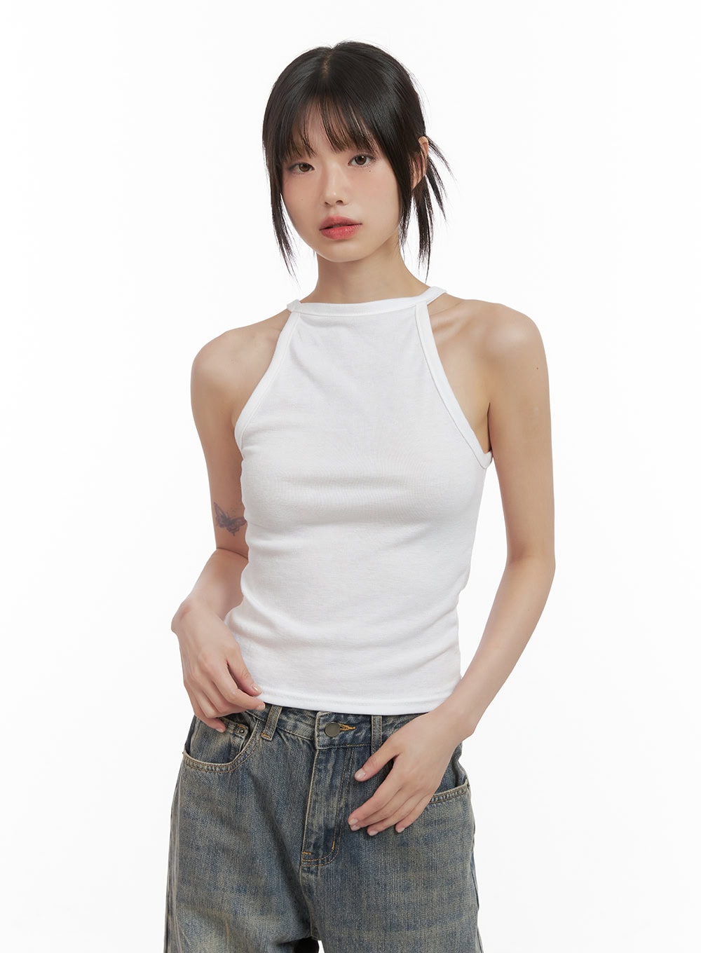 Tailored Solid Sleeveless Top CS412 - Acubi style | LEWKIN